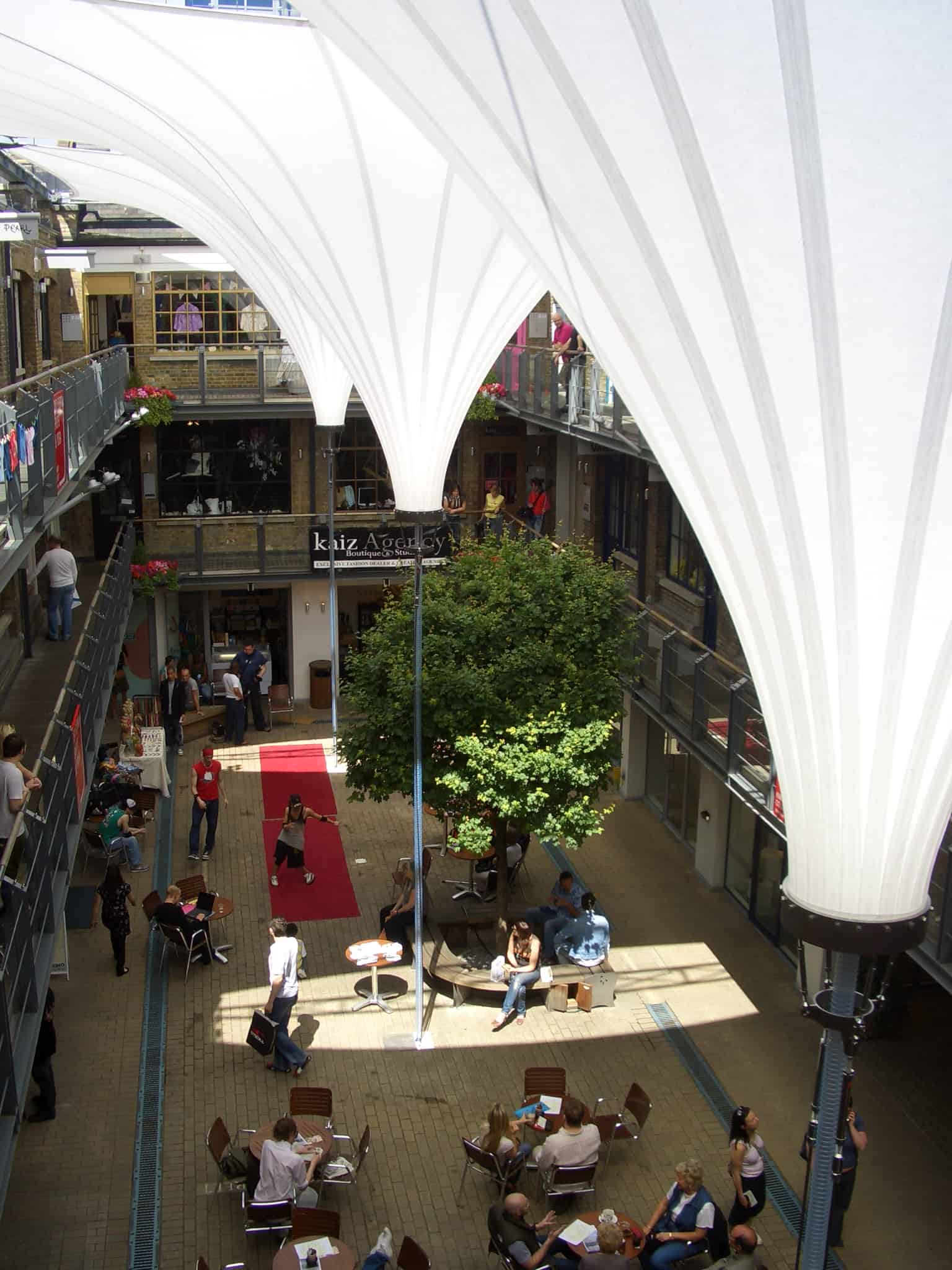 Tenara shopping centre inverted conic shade canopy - Architen Landrell