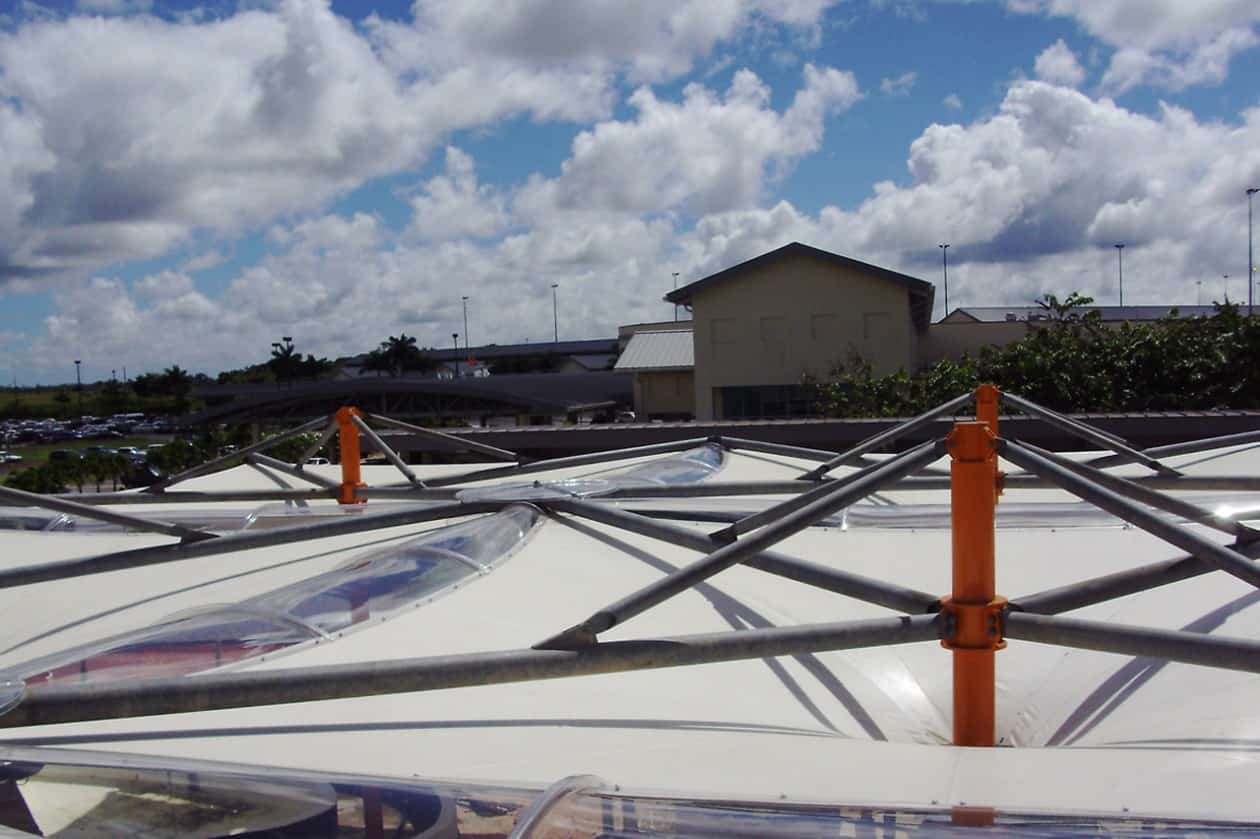 Inverted cone structures for sun shading - Architen Landrell